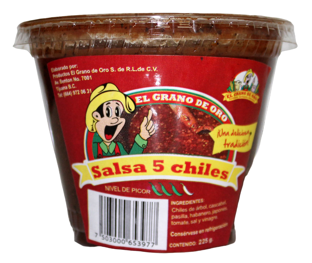 Salsa 5 chiles 225 gr – Grano de Oro